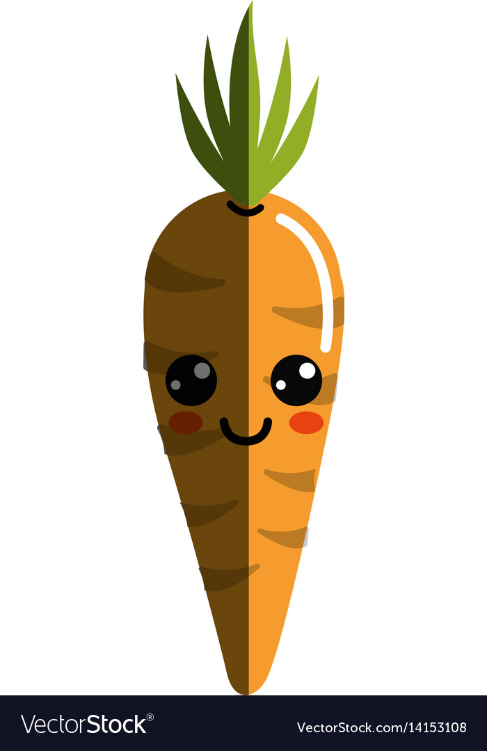 Kawaii cute happy carrot vegetable Royalty Free Vector Image