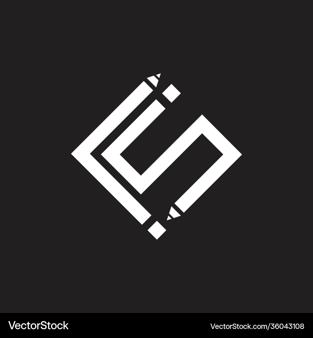 Letters s pencil square geometric education Vector Image