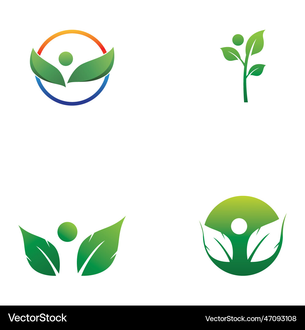Logos of green tree leaf ecology Royalty Free Vector Image