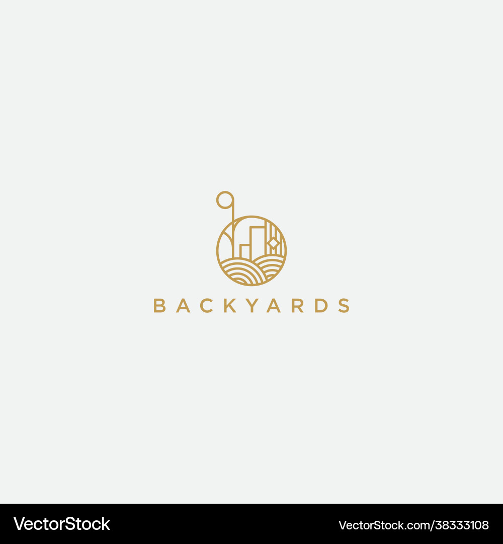 Minimalist line landscape lake logo Royalty Free Vector