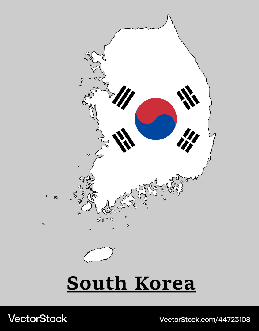 South korea national flag map design Royalty Free Vector