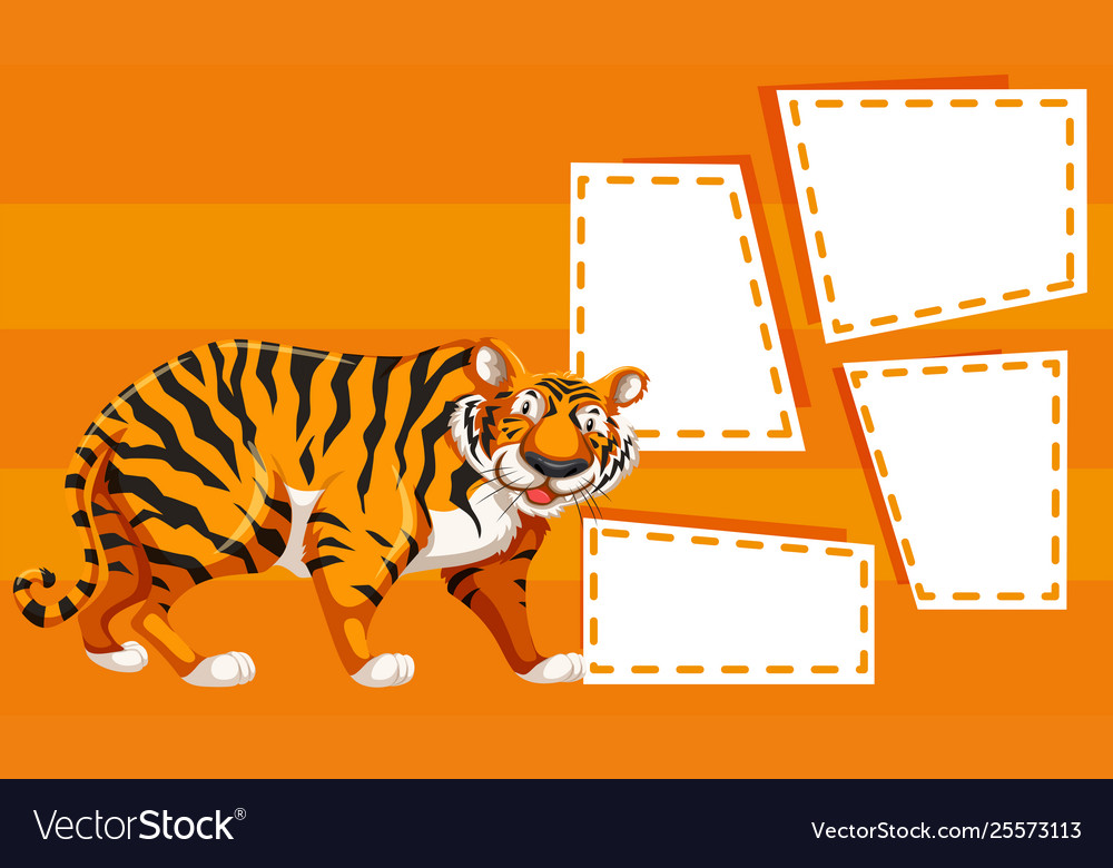 A tiger on note template Royalty Free Vector Image