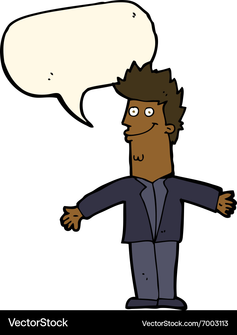 Cartoon happy man with open arms speech Royalty Free Vector