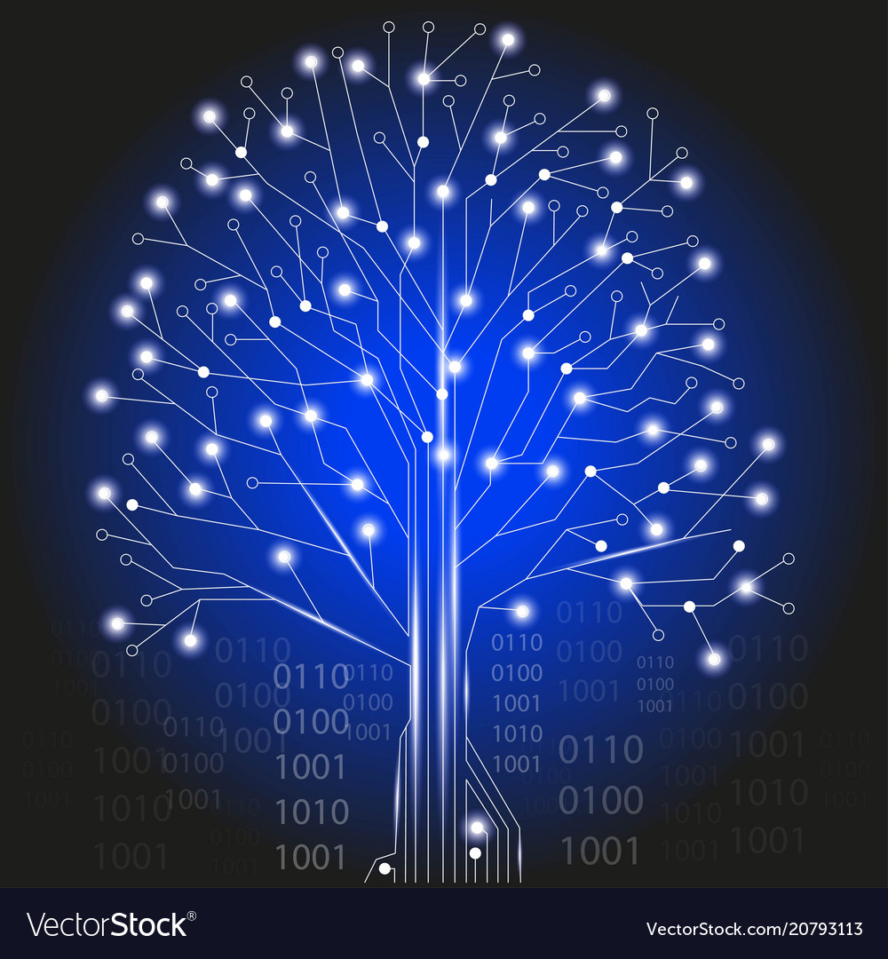 Chip in the silhouette of a tree Royalty Free Vector Image