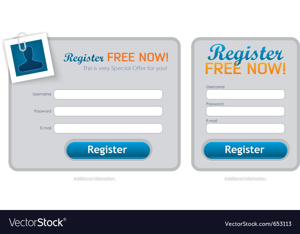 Clean registration form Royalty Free Vector Image