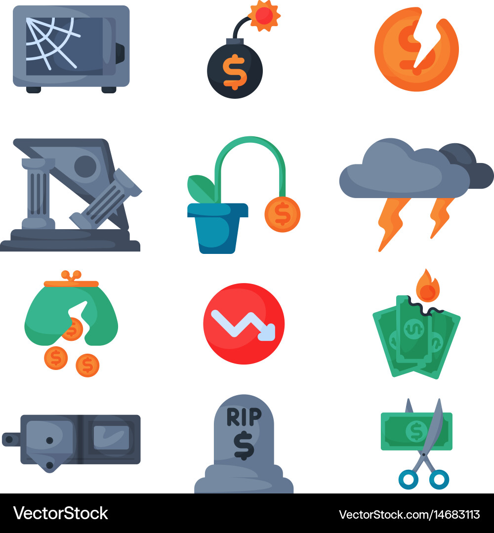 Crisis symbols concept problem economy banking Vector Image