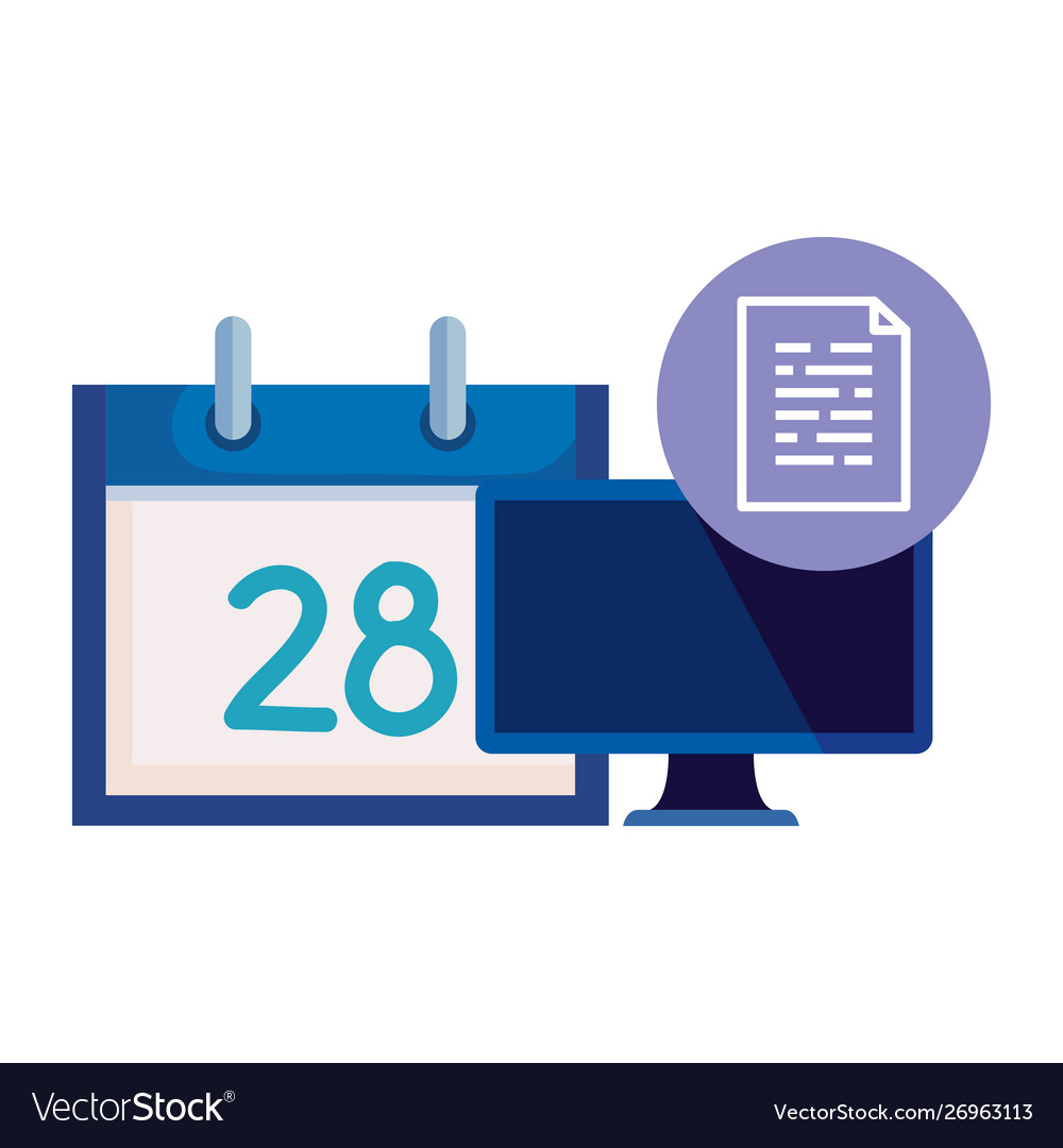 Desktop computer device with document file Vector Image