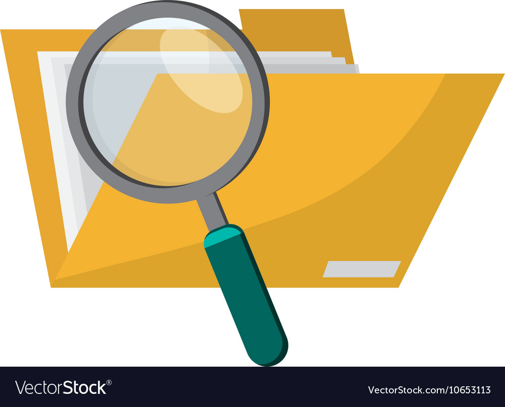 File folder and magnifying glass icon Royalty Free Vector