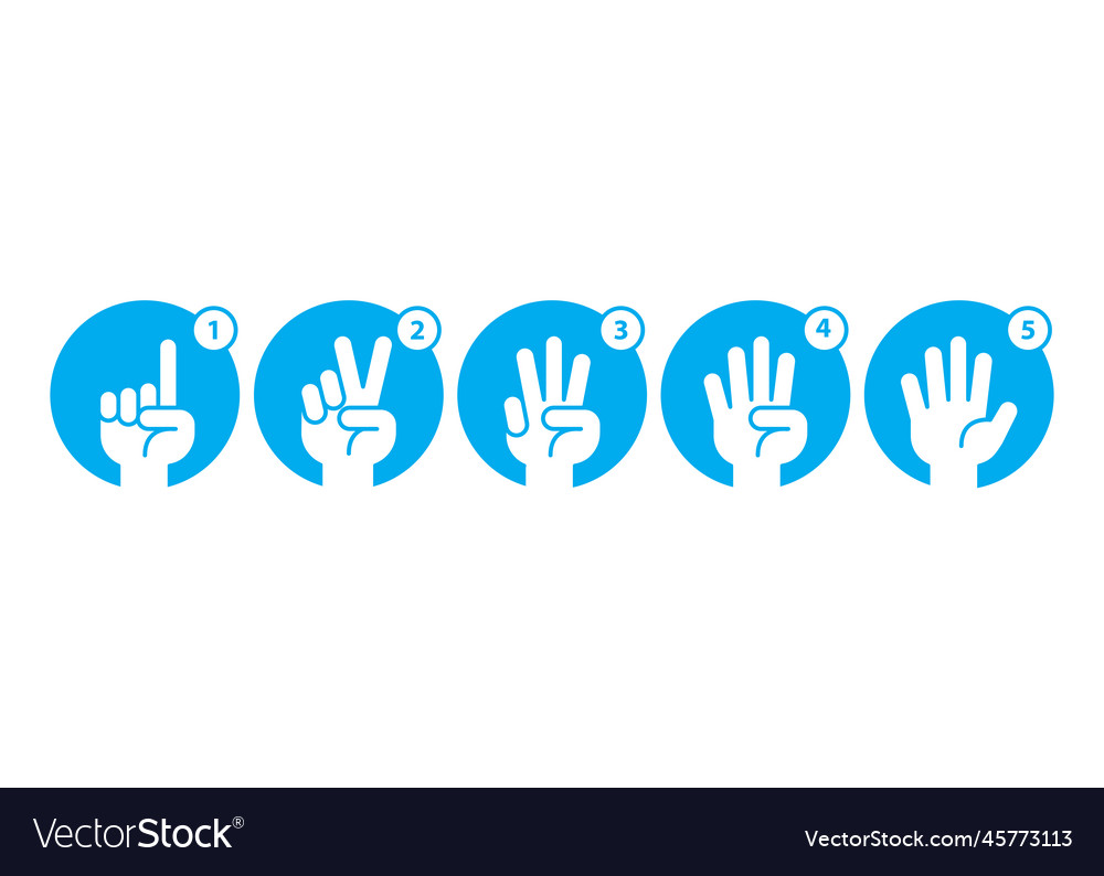 Hand count gesture one two three four five Vector Image