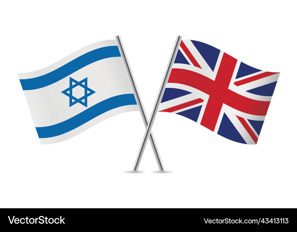 Israel and britain crossed flags Royalty Free Vector Image