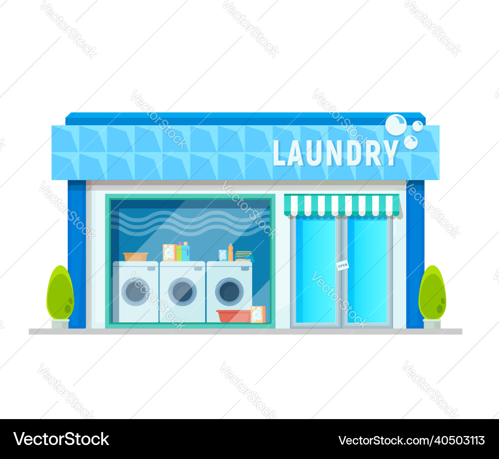 Laundry service building washing shop Royalty Free Vector