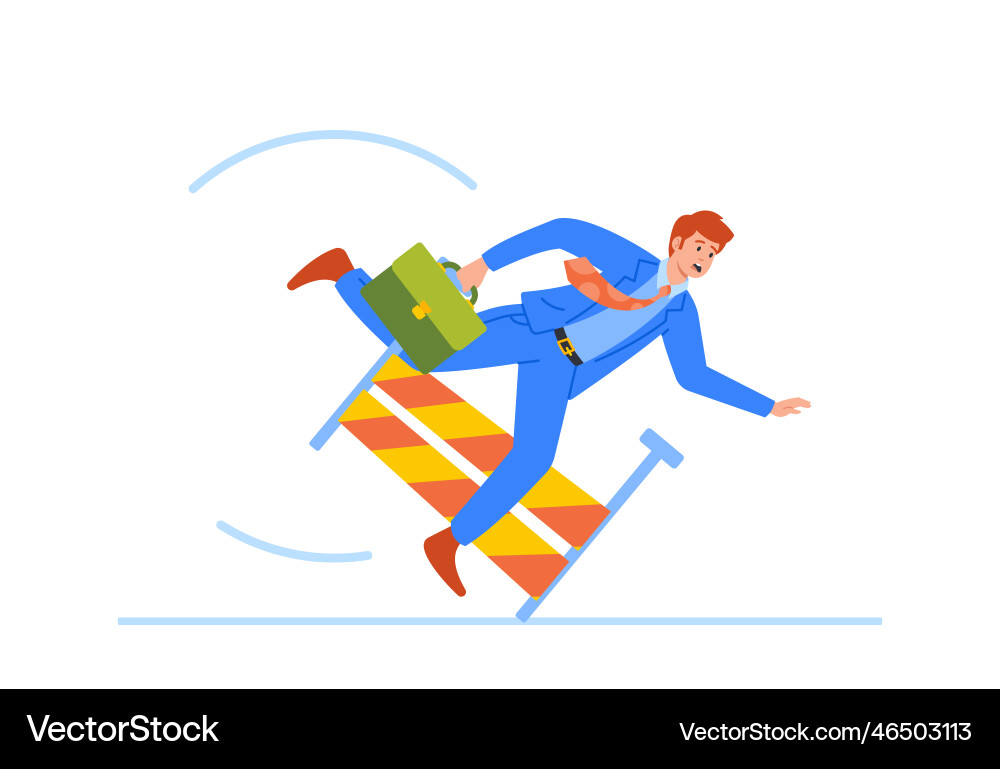 Man falling over an obstacle during business race Vector Image