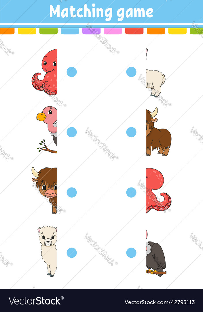 Matching game draw a line education developing Vector Image