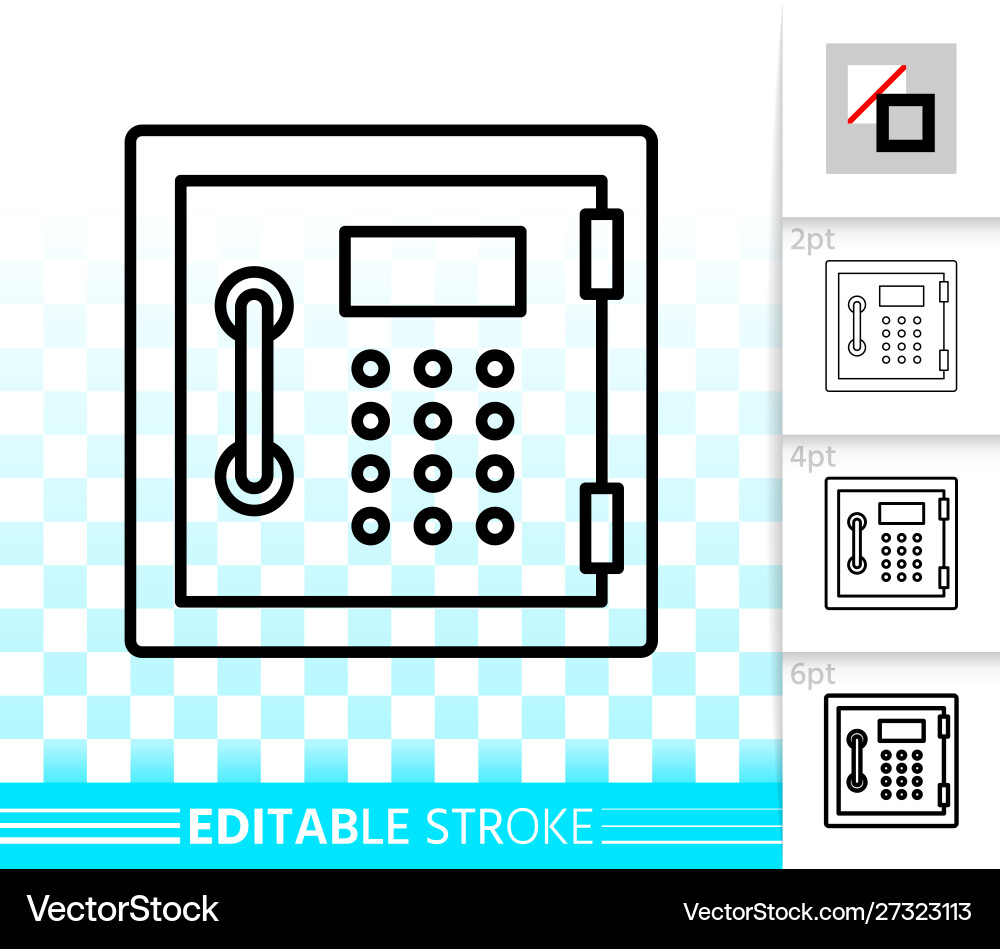Safe simple black line bank cell box icon Vector Image