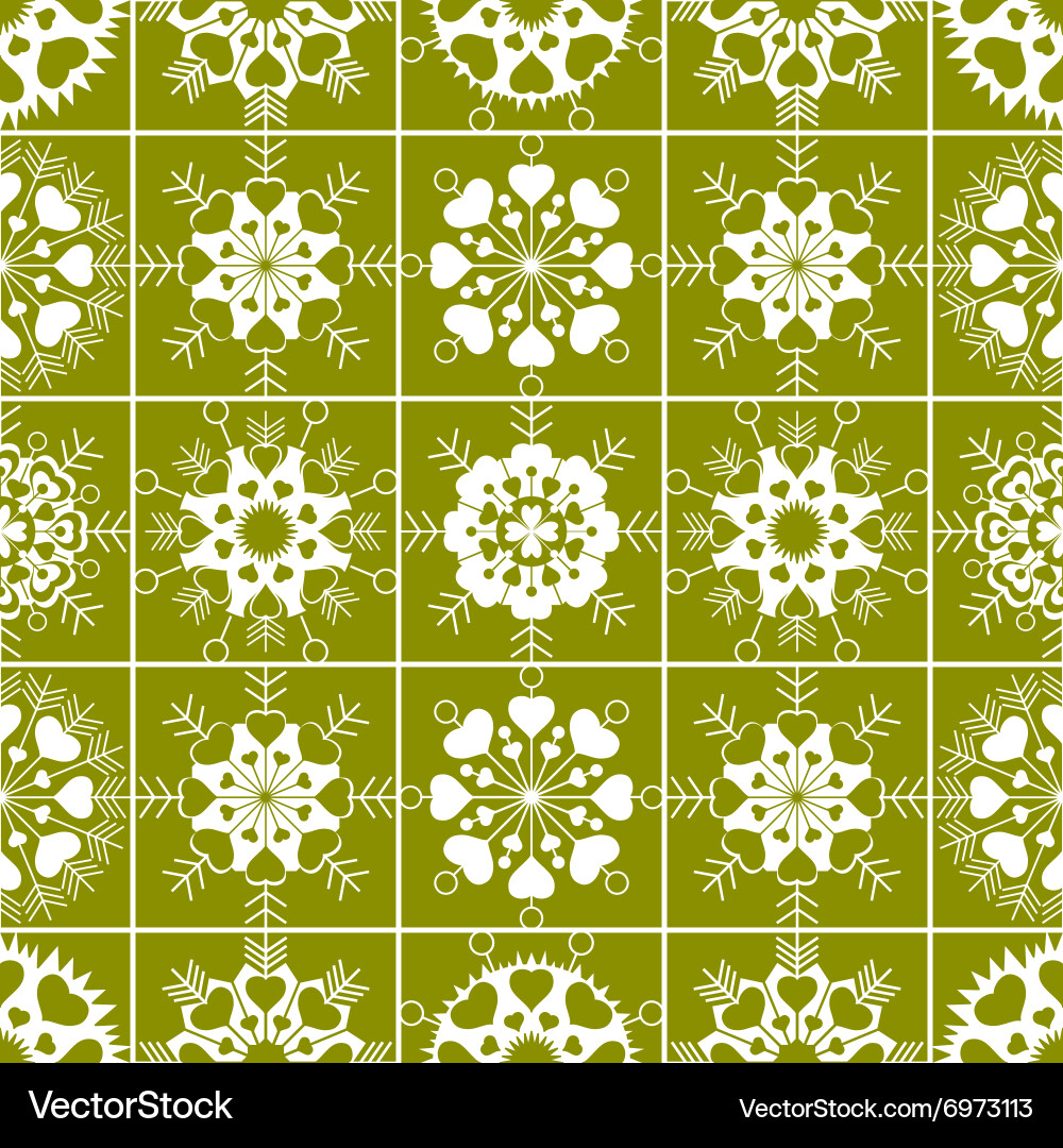 Seamless pattern of heart view snowflakes winter Vector Image