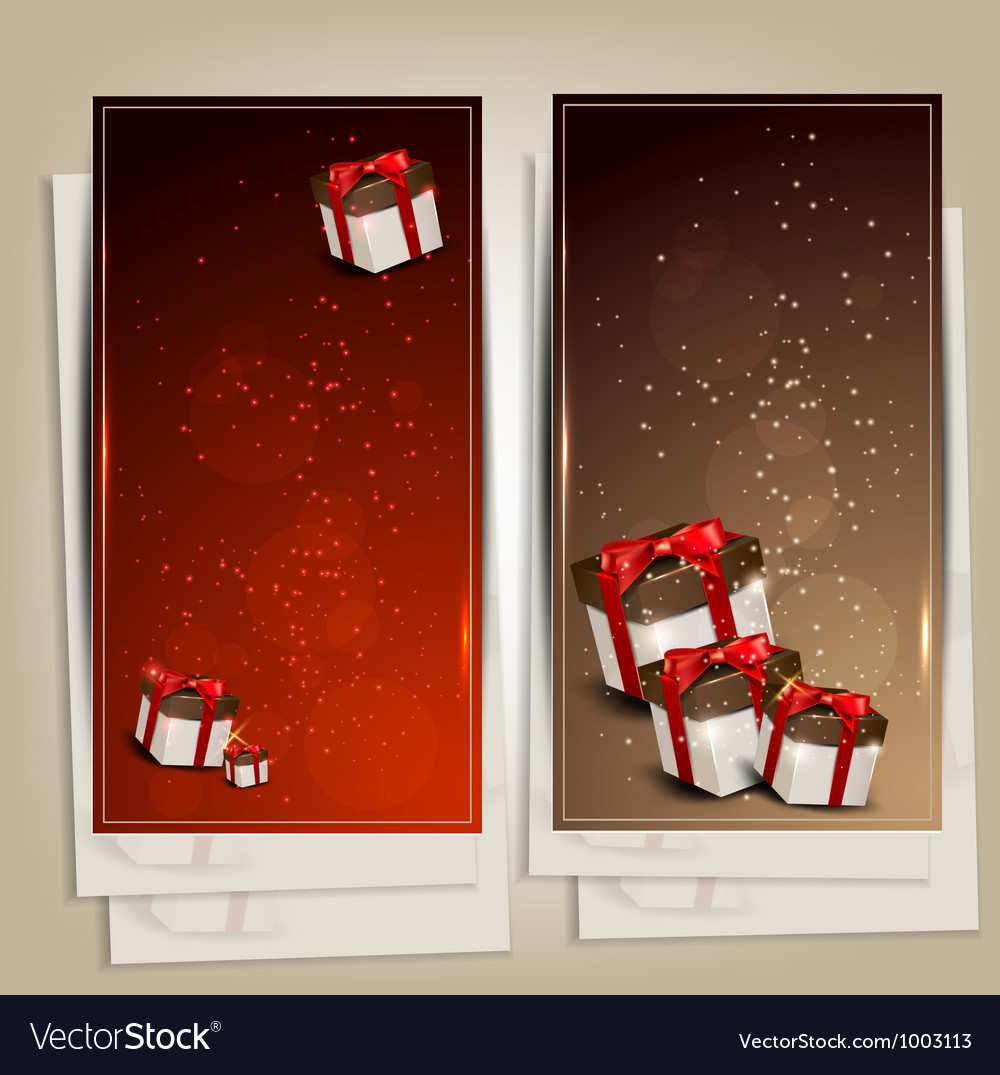 Set holiday banners with gifts Royalty Free Vector Image