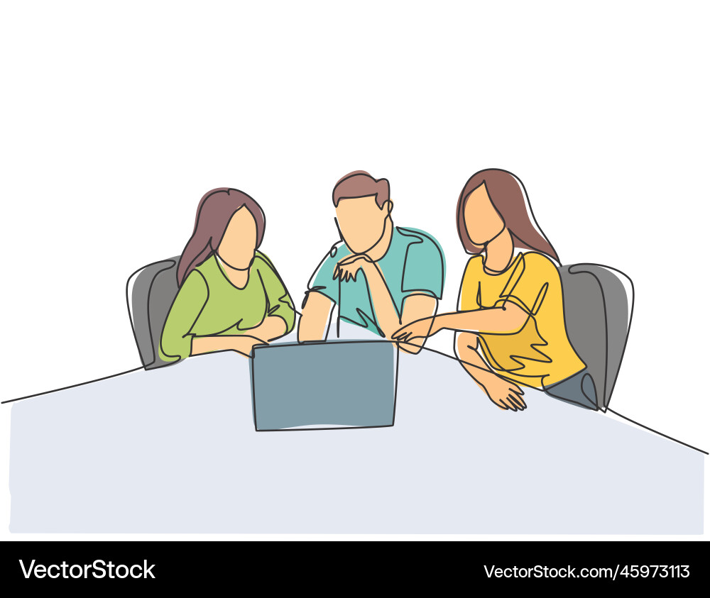 Single continuous line drawing of young business Vector Image