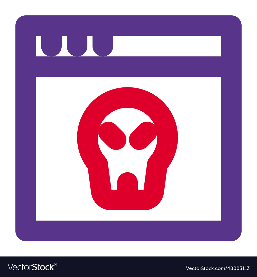 Skull malware corrupting a web browser Royalty Free Vector