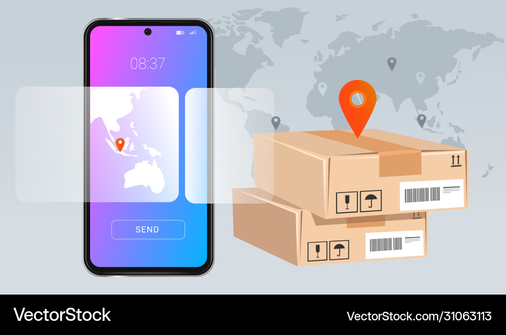 Smartphone mobile delivery package concept of Vector Image