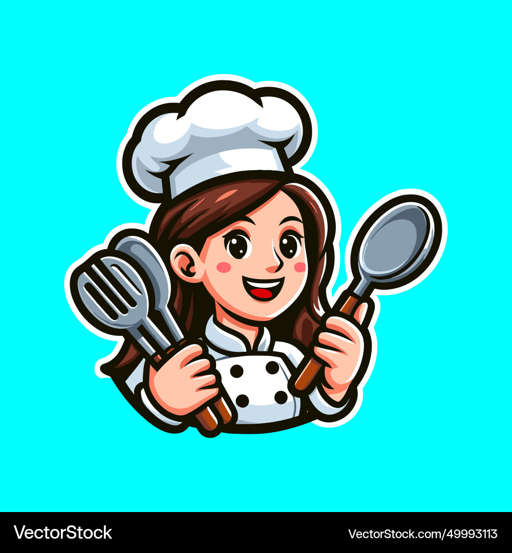 Smile female chef cartoon Royalty Free Vector Image