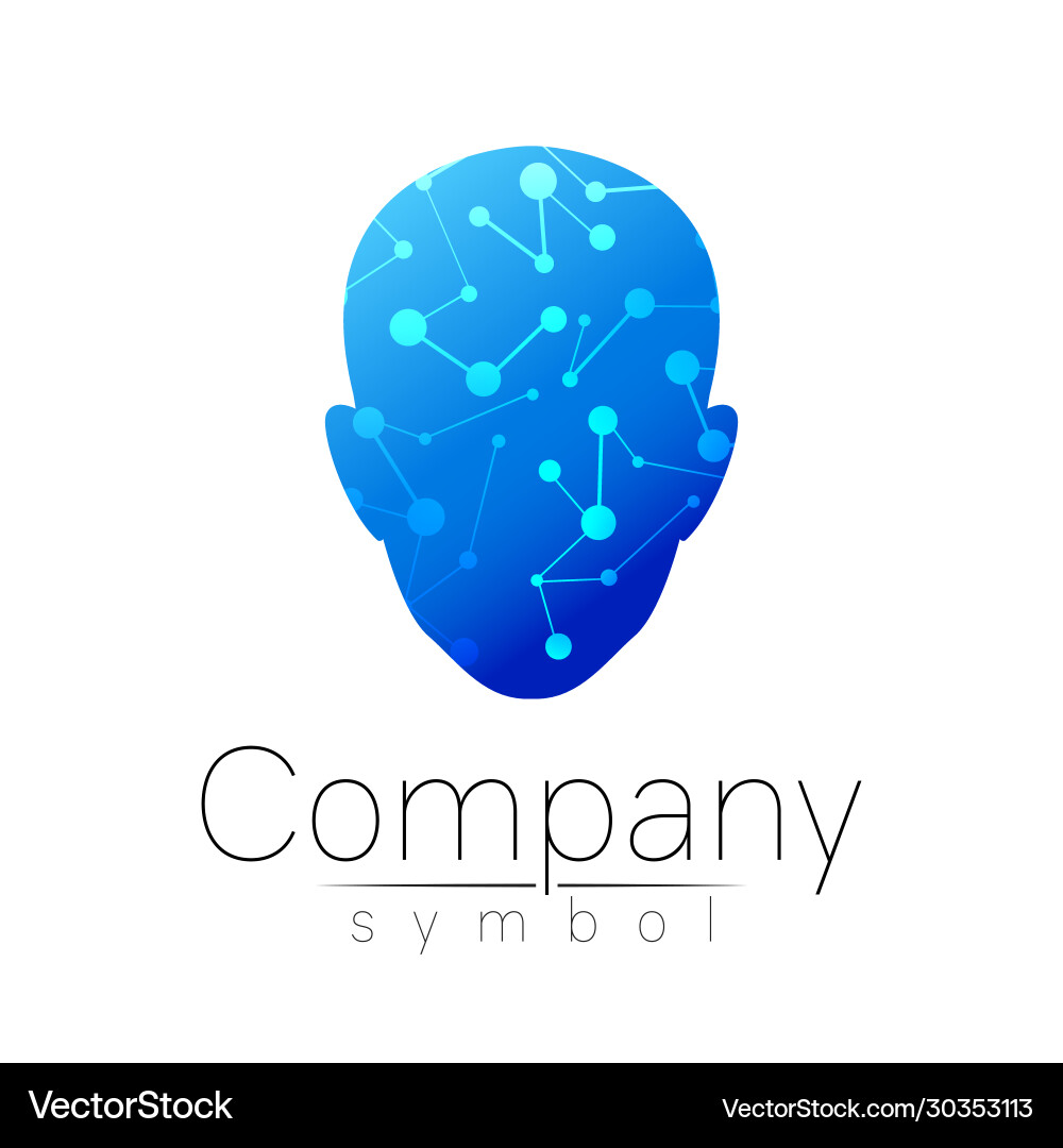 Symbol human head person face blue Royalty Free Vector Image