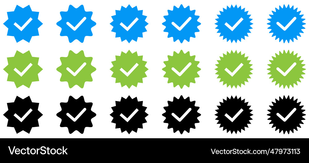 Verification icon set social media account Vector Image