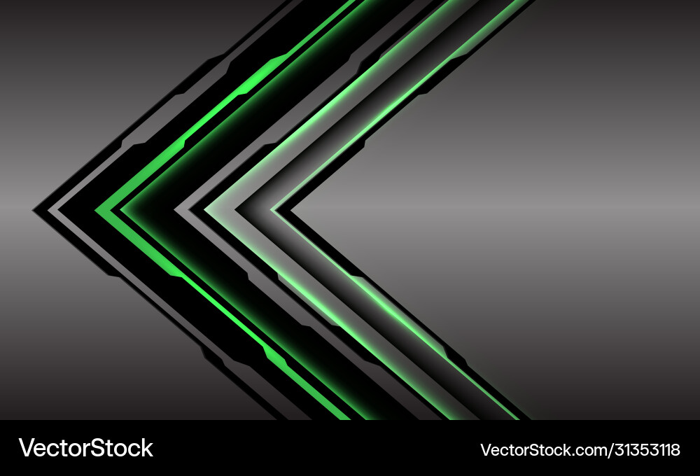 Abstract green line light cyber arrow direction Vector Image