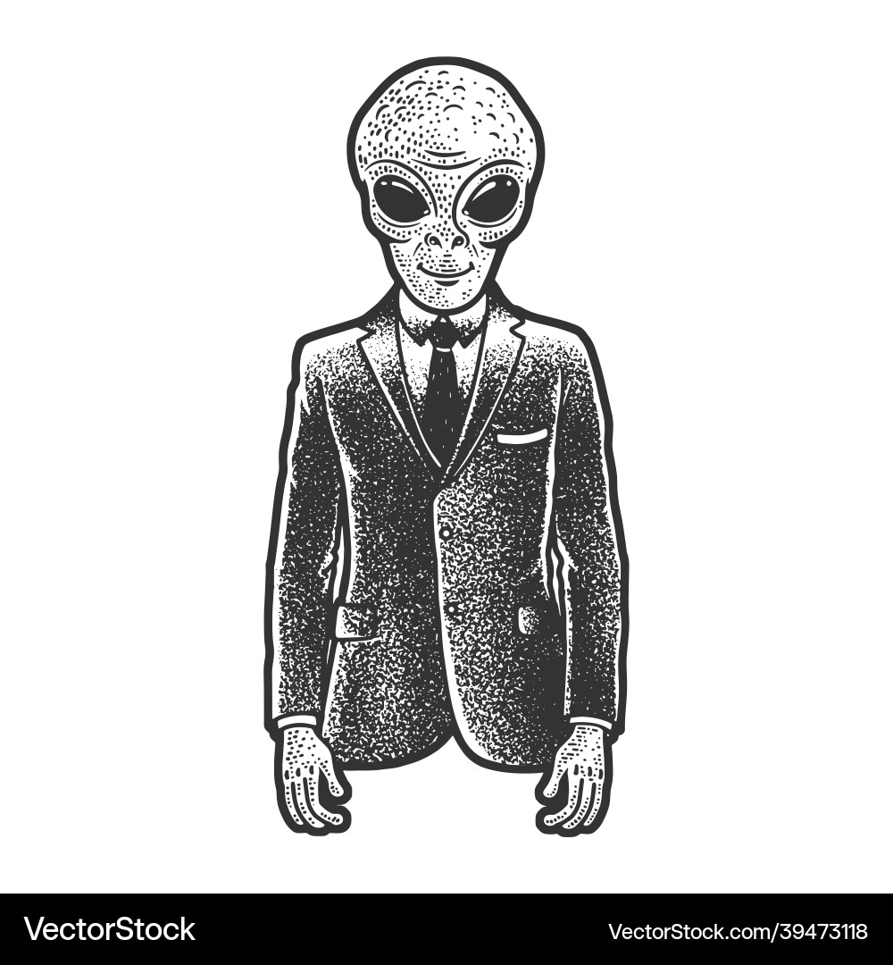 Alien businessman sketch Royalty Free Vector Image