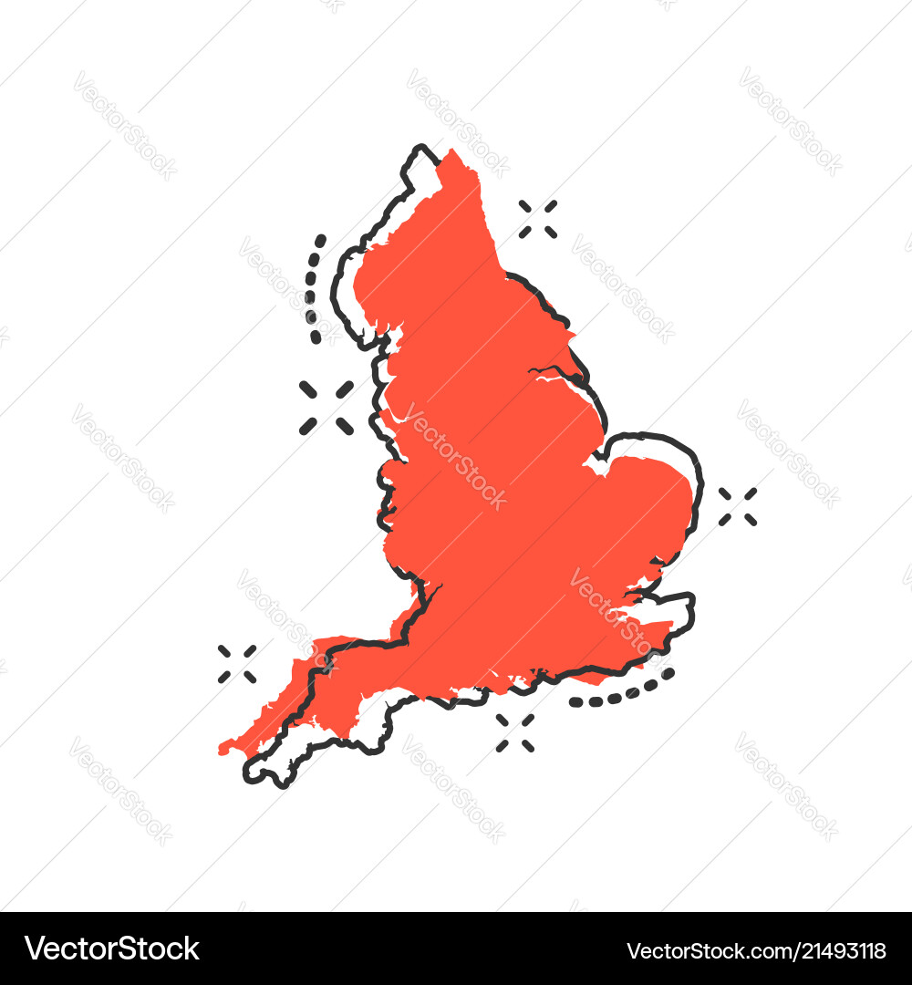 Cartoon england map icon in comic style Royalty Free Vector