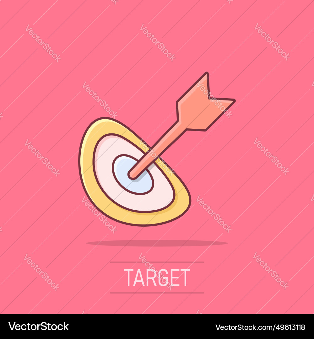 Cartoon target aim icon in comic style darts game Vector Image