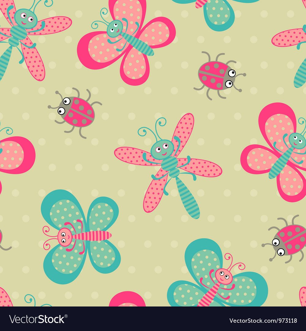 Cute bugs background Royalty Free Vector Image