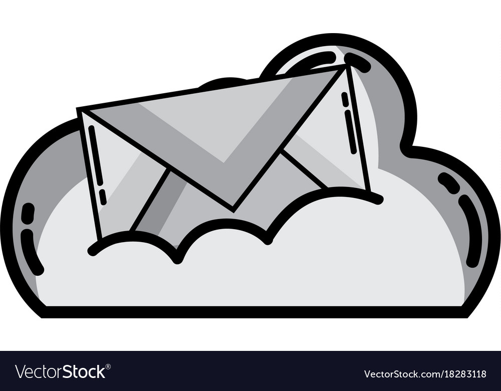 Grayscale cloud data with e-mail card message Vector Image