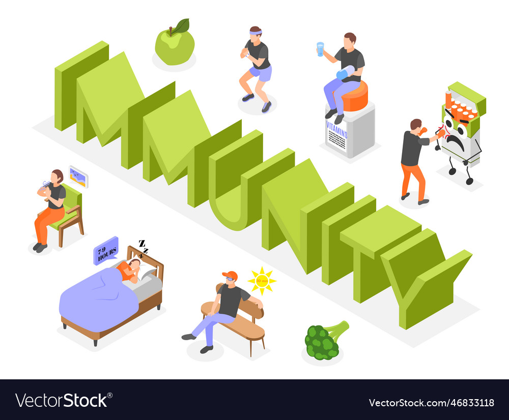 Immune system boost composition Royalty Free Vector Image