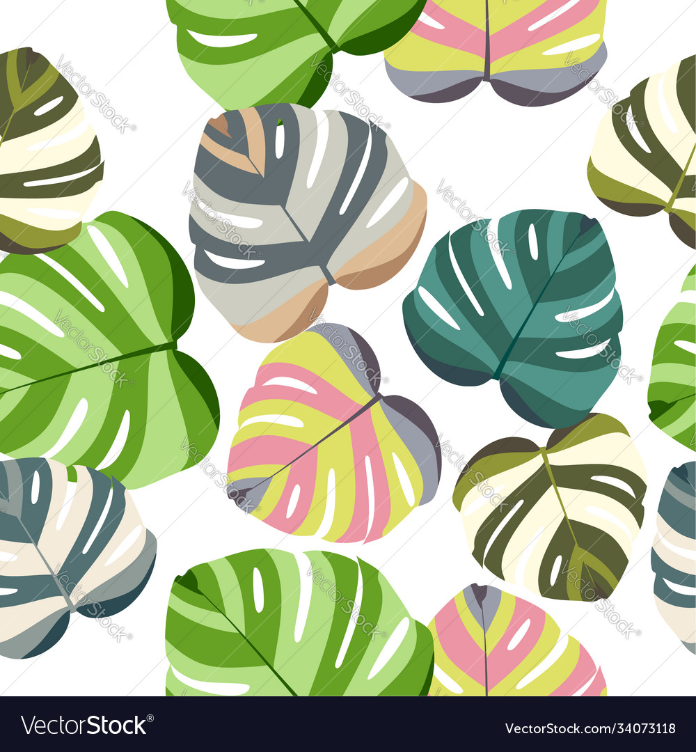 Monstera leaf seamless pattern Royalty Free Vector Image