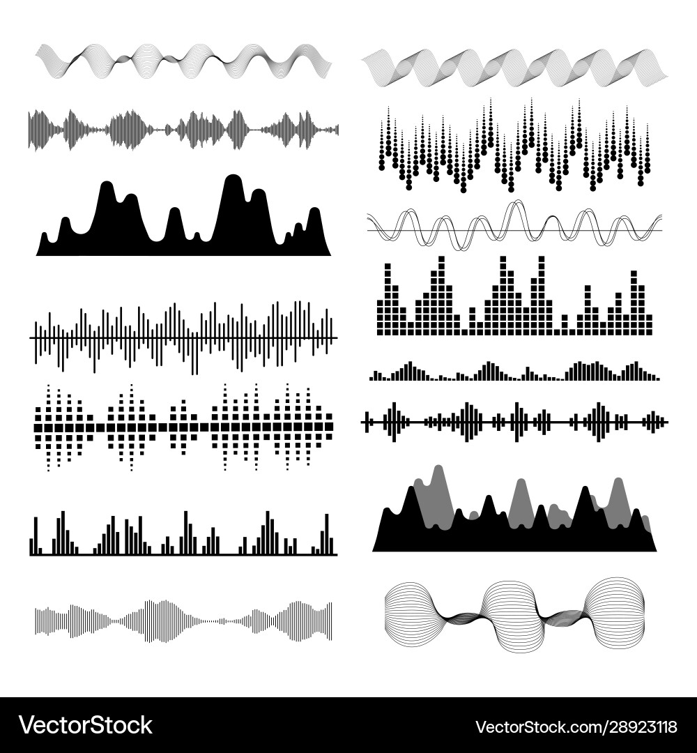 Music sound waves set Royalty Free Vector Image