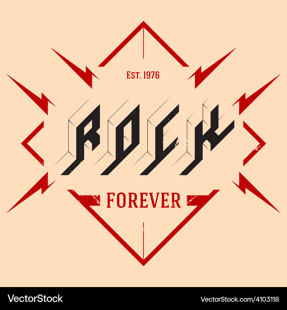 Rock vintage label with lightning Orirginal Vector Image