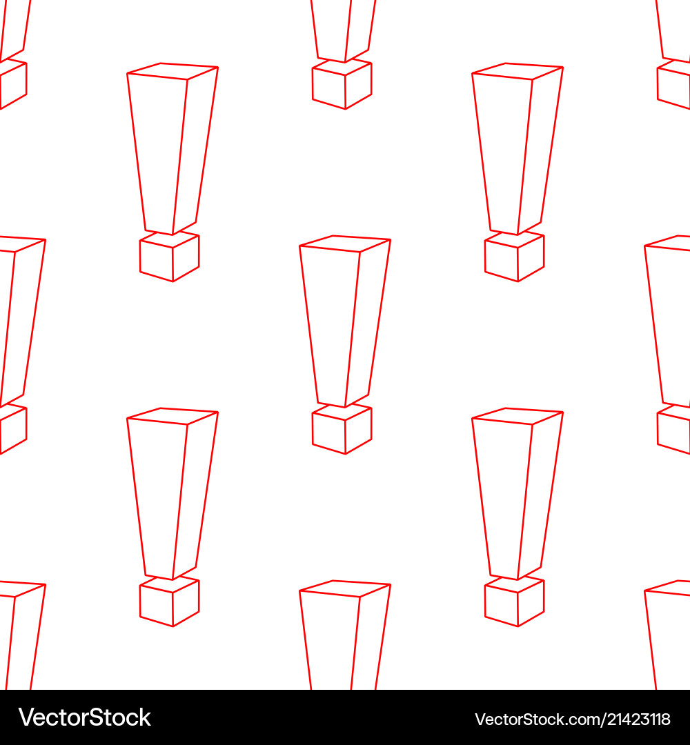 Seamless pattern of exclamation marks red on white