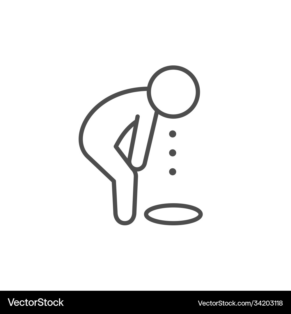 Vomit or retching line outline icon Royalty Free Vector