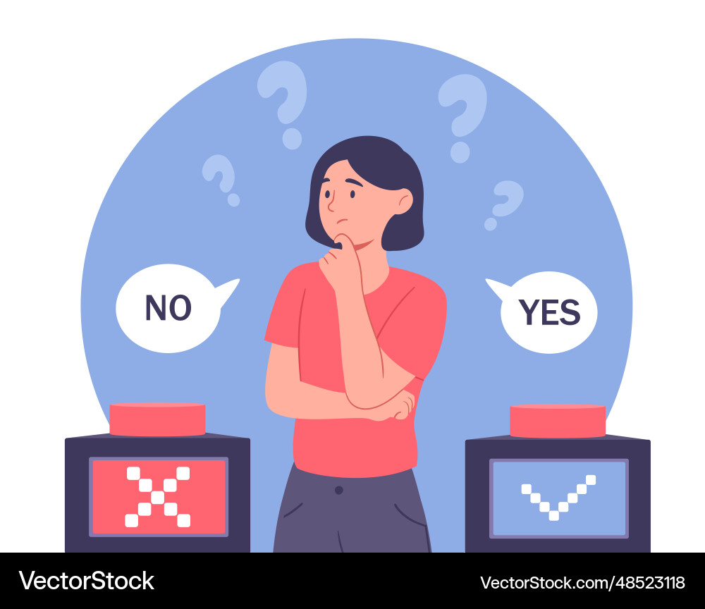 Woman make choice concept Royalty Free Vector Image