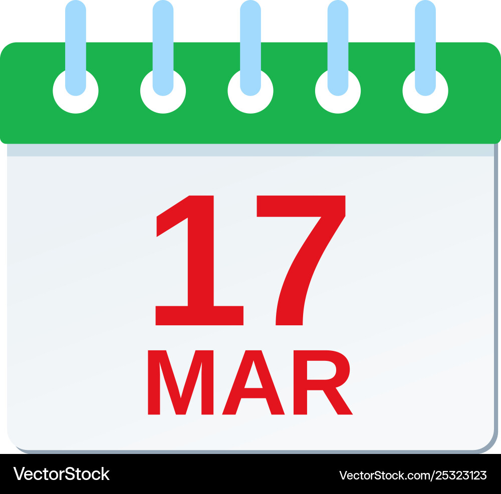 17 march calendar icon saint patrick day Vector Image