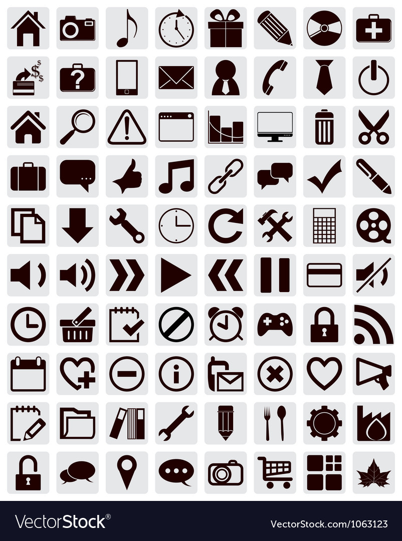 80 different web icons Royalty Free Vector Image