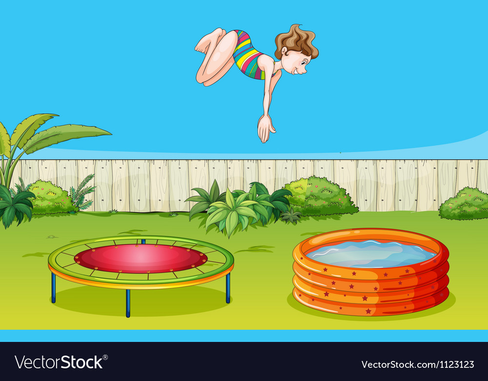 A girl playing trampoline Royalty Free Vector Image A girl playing trampoline Royalty Free Vector Image