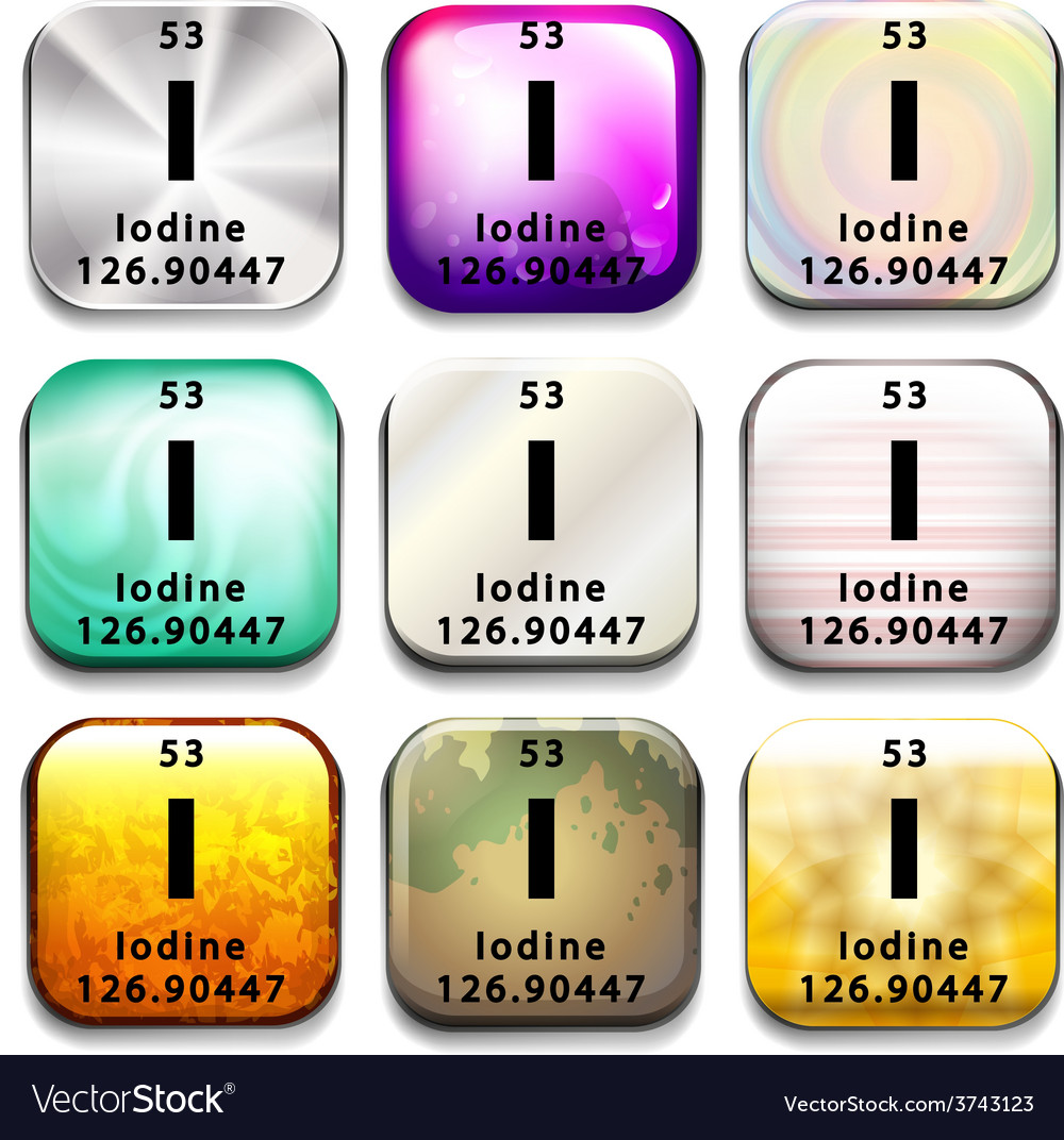 An icon showing the element iodine Royalty Free Vector Image