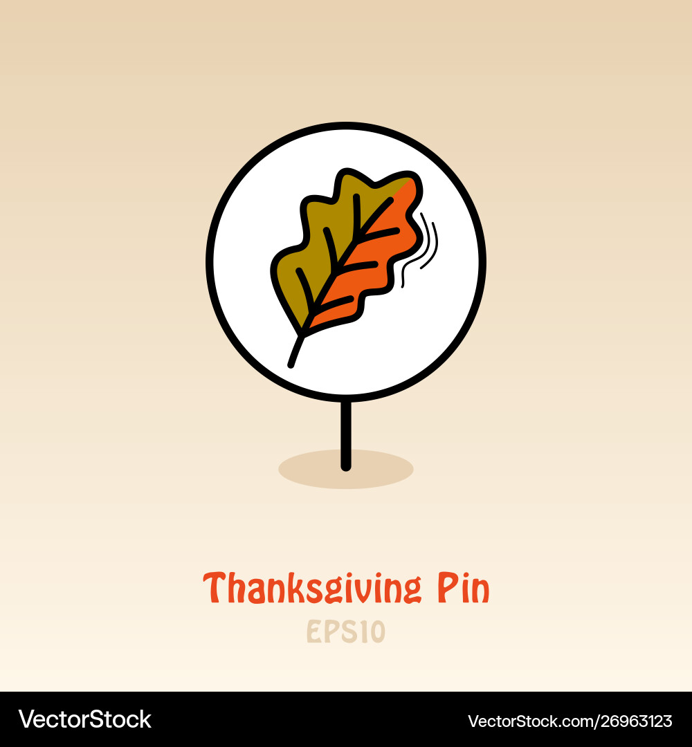 Autumn leaves oak pin map icon Royalty Free Vector Image
