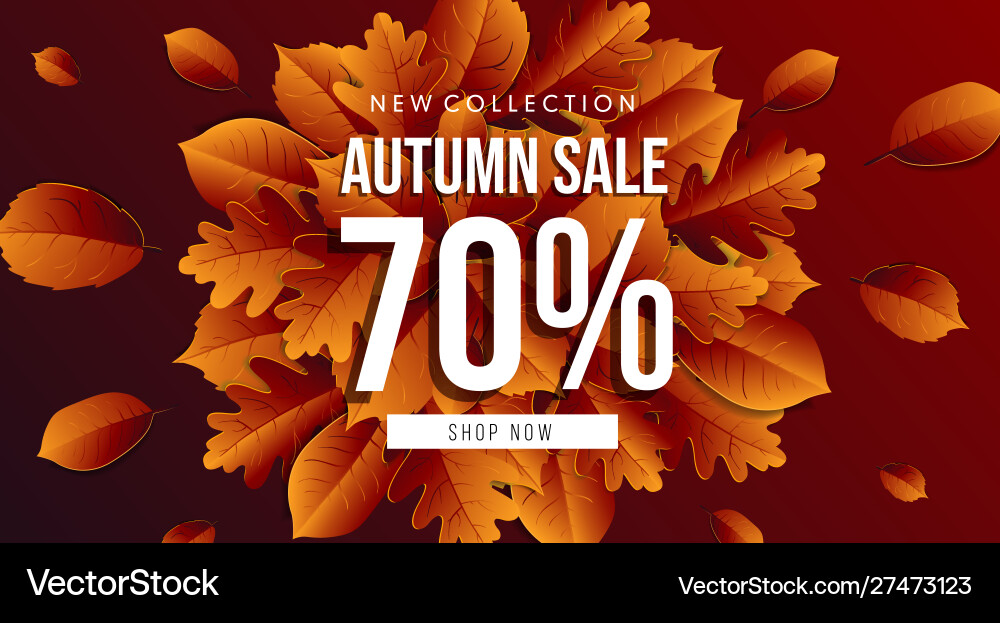 Autumn sale horizontal banner template fall Vector Image