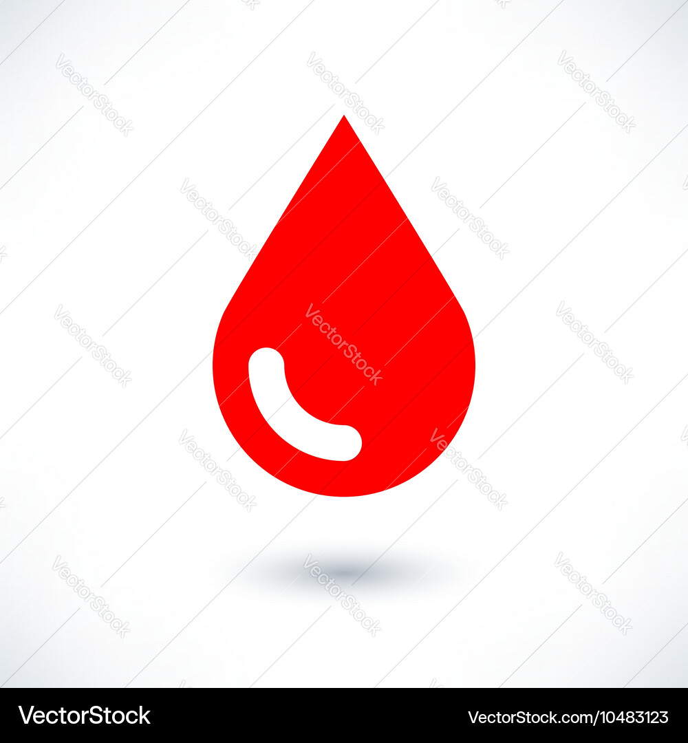 Blood red drop icon with gray shadow on white Vector Image