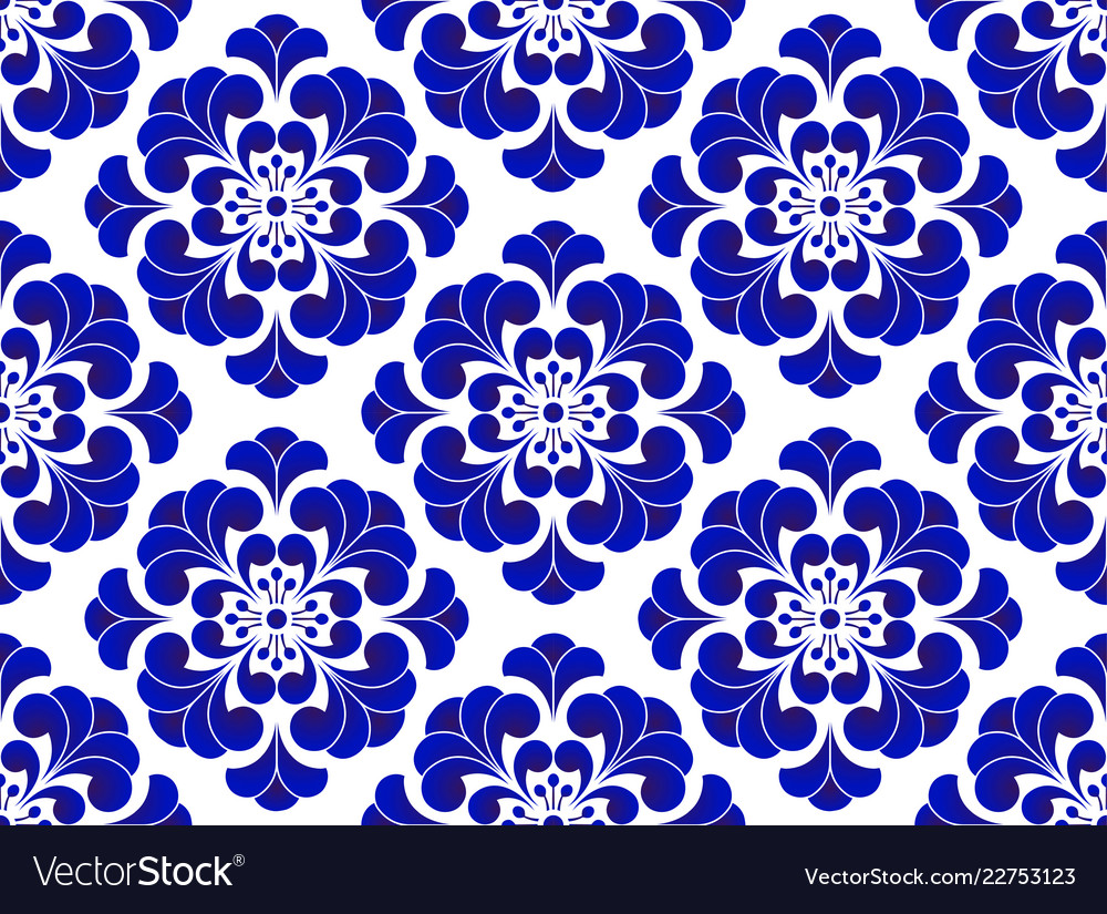 Blue flower pattern Royalty Free Vector Image - VectorStock