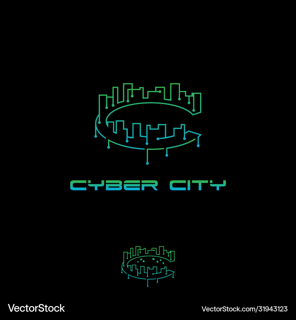 C letter cyber city Royalty Free Vector Image - VectorStock