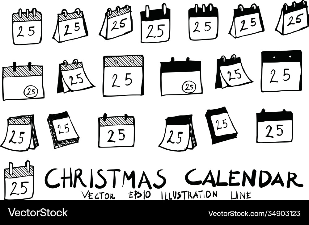 Hand drawn calendar isolated sketch black Vector Image
