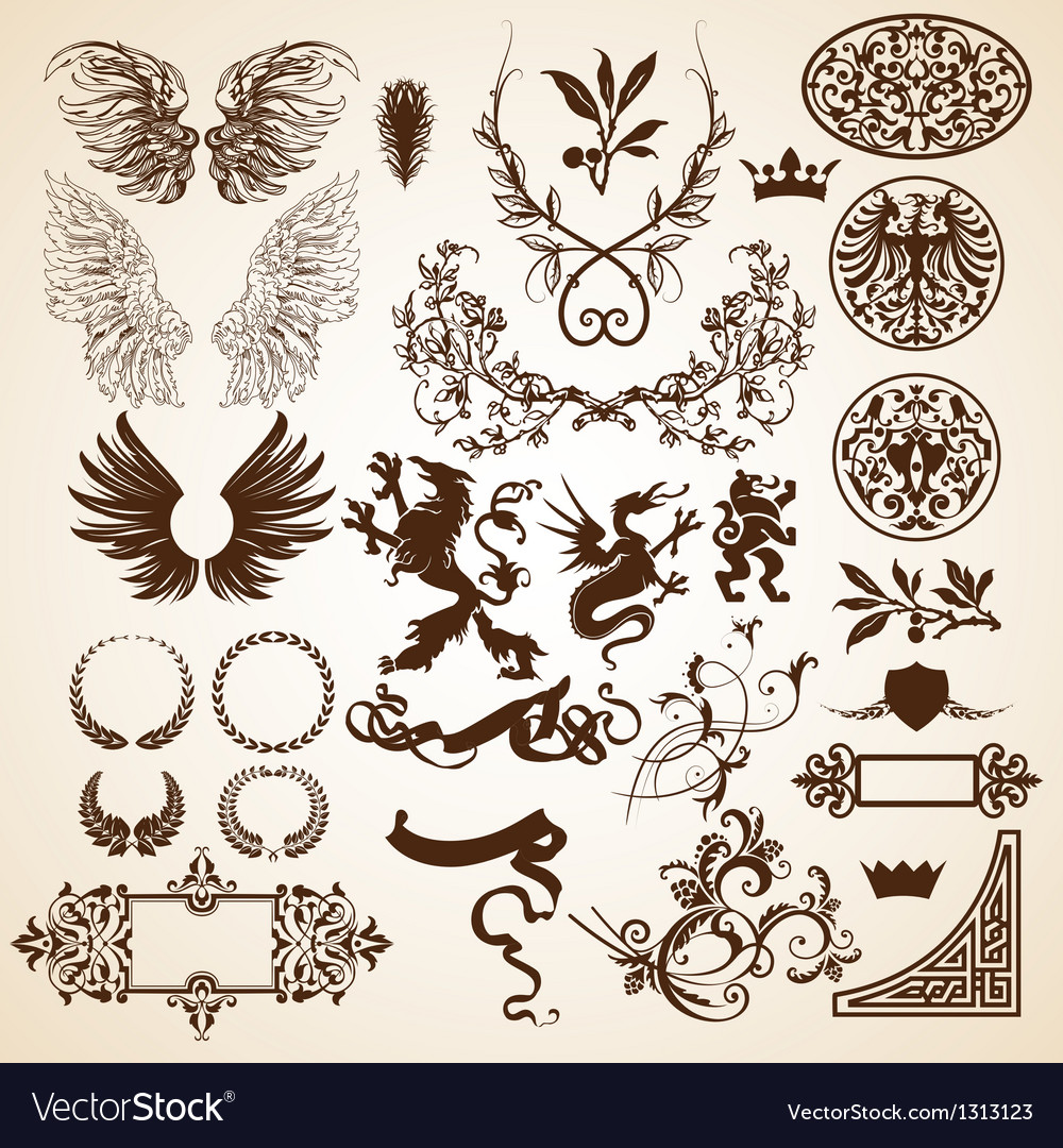 Heraldic elements Royalty Free Vector Image - VectorStock